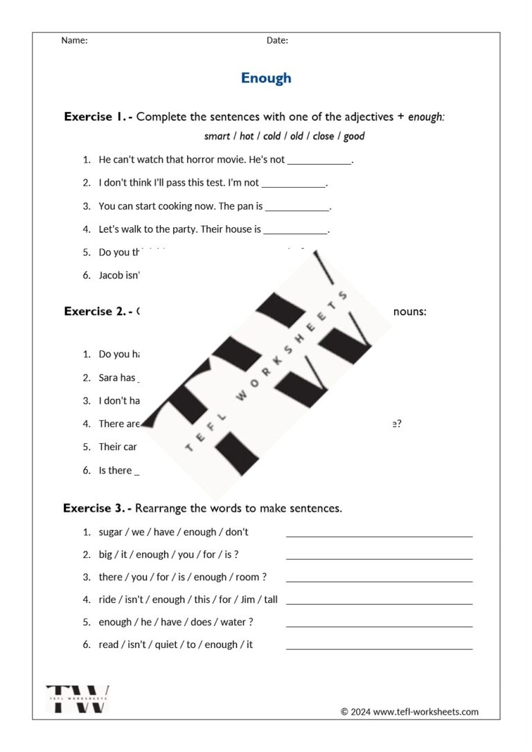 enough - tefl-worksheets.com