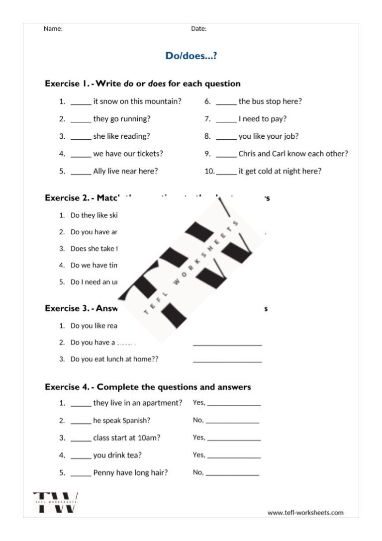 present simple questions - tefl-worksheets.com