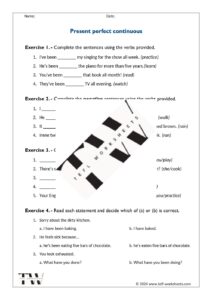 present perfect continuous - tefl-worksheets.com